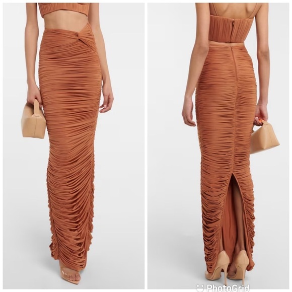 Alex Perry | Skirts | Alex Perry Hartley Ruched Maxi Skirt In Brown ...